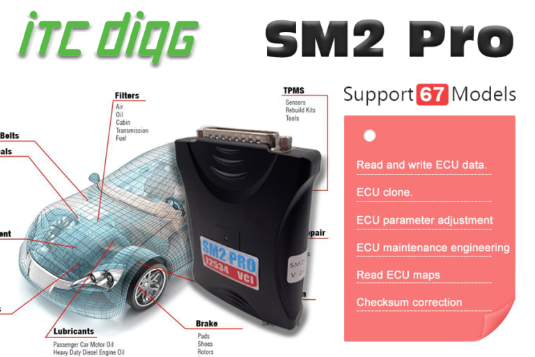 SM2 PRO J2534 VCI Pcmflash ECU Programmer With Dongle KTM 67 in 1 Auto ...